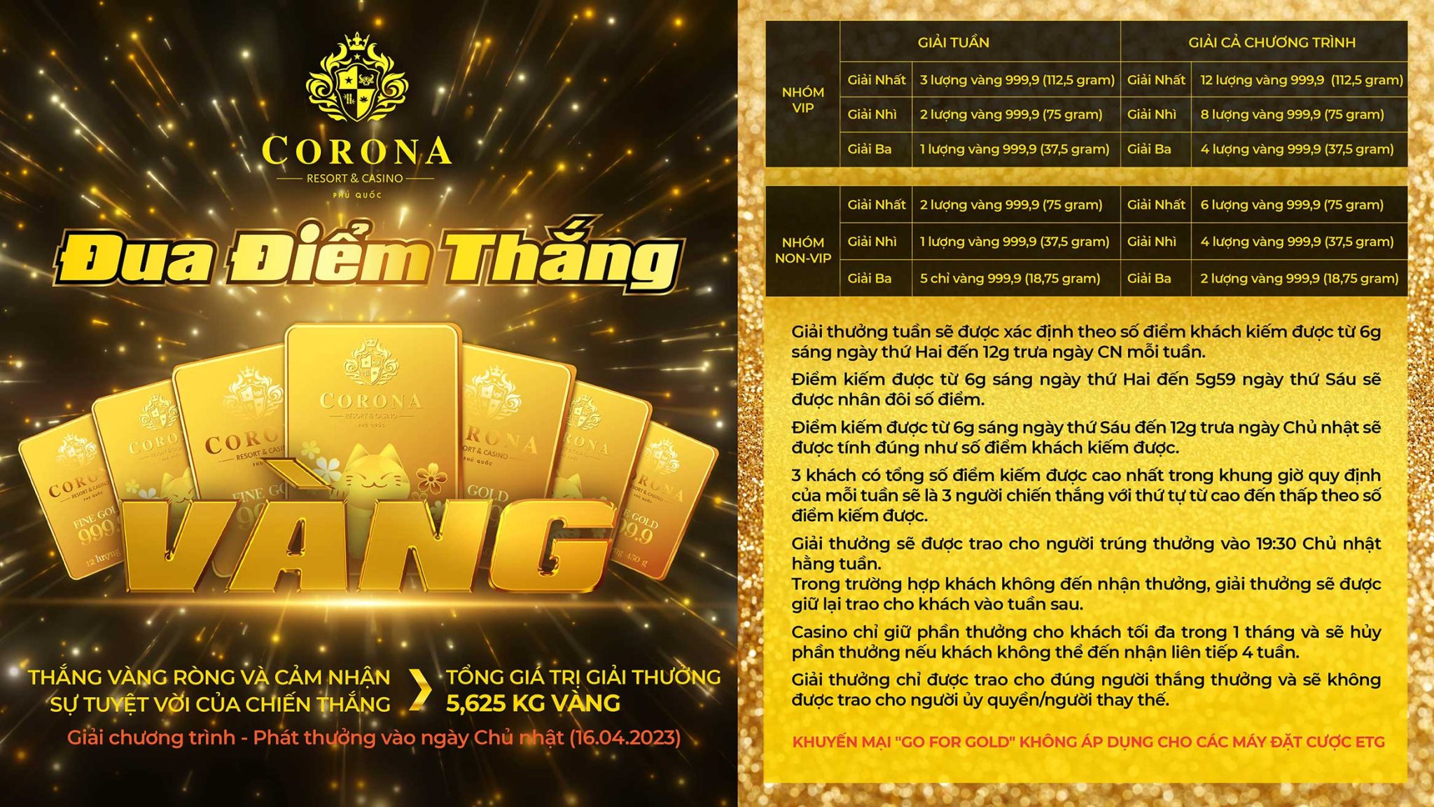 Win 5.6 kg of gold with the highest points from Corona